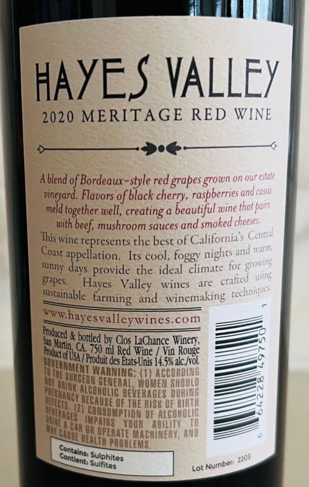 2020 Hayes Valley Meritage Red Wine | CostcoWineBlog.com